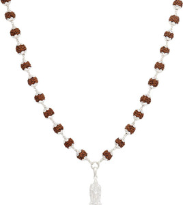 Srimathi Silver Caped Rudraksha Mala with Murugan Pendent Rudraksha ...