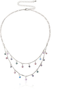 DESTINY JEWEL'S Silver Plated Cute Evil Eye Double Chain Short Choker ...