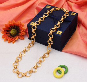 Minprice High Quality Gold Plated 12mm Thick Double-Ring Neck Chain ...