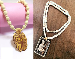 Green Spiritual TULSI MALA WITH RADHA KRISHNA LOCKET, Hanuman ji Sita ...