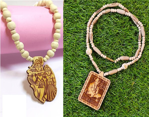 Green Spiritual TULSI MALA WITH RADHA KRISHNA LOCKET, Hanuman ji Sita ...