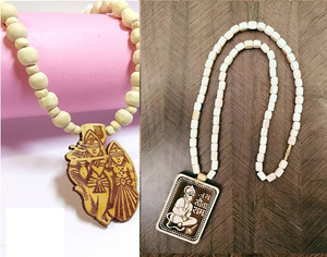 Green Spiritual TULSI MALA WITH RADHA KRISHNA LOCKET, Hanuman ji Sita ...