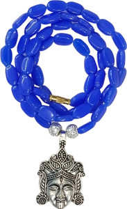 VAHISSH Designer Jewellery Blue Beads Single Line Necklace with Amman ...