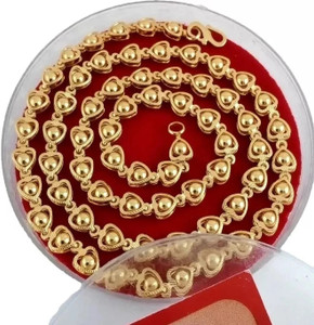 Hanaa One Gram Gold Covering Daily Use Simple Heart Chain 24 Inches ...
