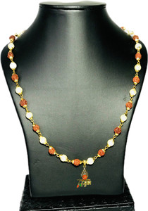 shri haridas jai hanuman locket with white moti rudraksha mala Beads ...