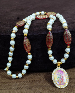 ANVIKA White Pearl Combination Mala With Radha-Krishna Pendant ...