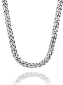 Chainzilla 12mm Round Iced Out Cuban Chain(Silver),Zircon(White),For ...