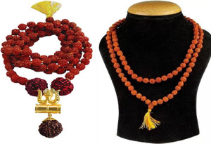 Green Spiritual Religious Cap Rudraksha Mala Locket With Puchmukhi ...