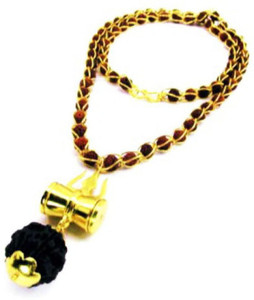 SHRI ASTHA VINAYAK Shiv Shakti Kavach 5 Mukhi Rudraksha Mala Brass ...
