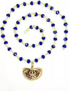 LOTUS RISE Mala With Ohm Trishul Kaju LOcket Gold-plated Plated Brass ...