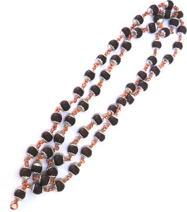 Ayyappantraders Natual Karungali Malai Copper Chain with Silver Cap (54 ...