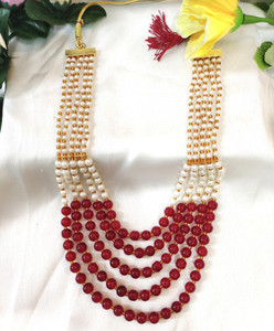 ElementR Red Beads 4 Layerd Moti Mala For Men Groom Dhull Women Party ...