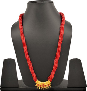 Shubh Nakshatra [A8] Red Timaniya Necklace 24inch 13 Line Beads Alloy ...