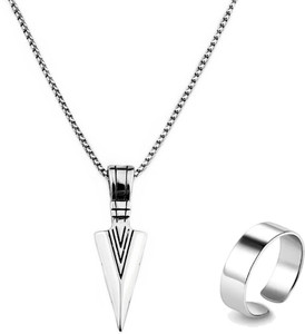 Vivity High Polished The Black Arrow Pendant Heavy Chain & Stylish ...