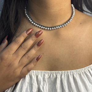 Surki silver oxidise pearl choker necklace for women and girls Pearl ...