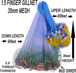 PURKAIT FISHNET 1.5 FINGER 35mm GILLNET MUD SINKER, HEIGHT 3F, UP ...