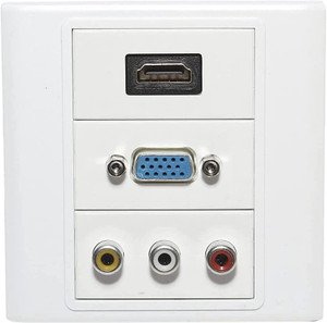 Mak World Multimedia Wall Socket Face Plate for HDMI VGA 3 RCA for Home ...