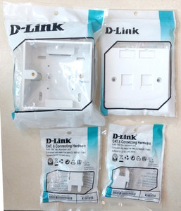 D-Link RJ45 CAT6E Lan I/O Keystone Jack, Gang Box, Dual Port Face Plate ...