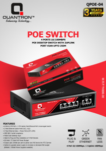 Quantron QPOE-04 - 6 PORT ( 4 PORT POE 10/100MBPS+2 PORT UPLINK SWITCH ...
