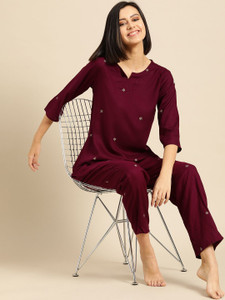 DreamBe Women Solid Maroon Night Suit Set Price in India - Buy DreamBe ...