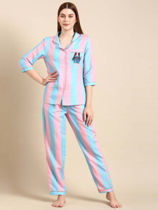 Banno's Swagger Women Striped Pink Night Suit Set Price in India - Buy ...