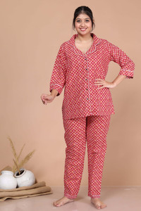 GoCozey Women Printed Red Night Suit Set Price in India - Buy GoCozey ...