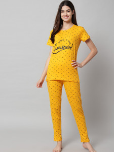 Sephani Women Printed Yellow Top & Pyjama Set Price in India - Buy ...