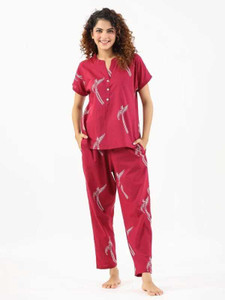 FASHION N YOU Women Printed Red Night Suit Set Price in India - Buy ...