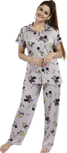 Vania's grace Women Graphic Print Grey Night Suit Set Price in India ...