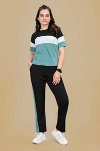 DADX Women Colorblock Light Blue, Black Night Suit Set Price in India ...