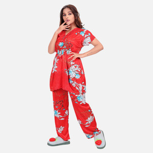 ZAIRRA Women Printed Red Night Suit Set Price in India - Buy ZAIRRA ...