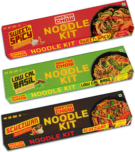 MasterChow Noodle Kit - Cooking Sauce + Noodle Pack & Schezwan + Basil ...