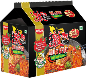 Geki Hot & Spicy Korean Veg Flavoured Ramen Instant Noodles Vegetarian ...