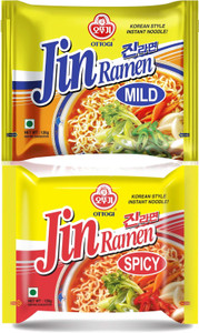 Ottogi Jin Mild Ramen & Jin Spicy Ramen Instant Noodles - 120 gm -Pack ...