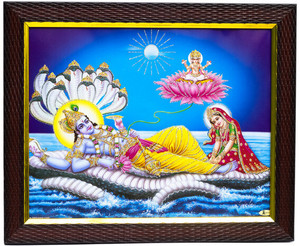 Cherriee Lord Vishnu with Maa Laxmi Sheshnag photo frame for pooja ...