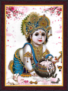 Gita Govinda Bal Krishna Sparkle Coated Photo Religious Frame Price in ...