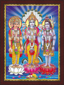 Gita Govinda Lord Bramha Vishnu Mahesh Sparkle Coated Painting Digital ...