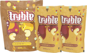 tryble COMBO PACK OF 2 PLAIN 200G & 1 ROASTED AND SALTED 400G Cashews ...