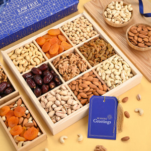 HyperFoods RawFruit Basic 9 Dry Fruit Combo Dark Wood Gift Box ...
