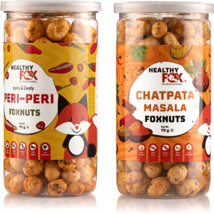 Healthy Fox Roasted & Flavoured Peri Peri_Chatpata Makhana-Jar, Crispy ...