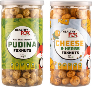 Healthy Fox Roasted & Flavoured Cheese & Herbs_Pudina Makhana-Jar ...