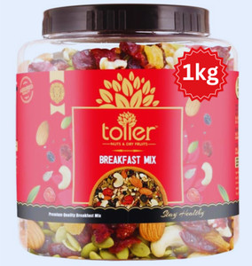 toller 100% Natural Premium Breakfast Mix with Dry Fruits | Reusable ...