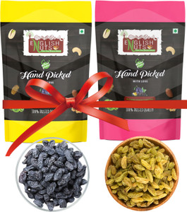ENGLISH NUTS Combo of Black Raisins (500 Grams) and Long Yellow Raisins ...