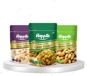 Happilo Premium Dry Fruit Combo 1500g Almonds, Cashews, Raisins Price ...