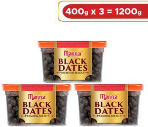 Manna Black Dates - 1.2kg (400g x 3 Packs) | Select Premium Organic ...