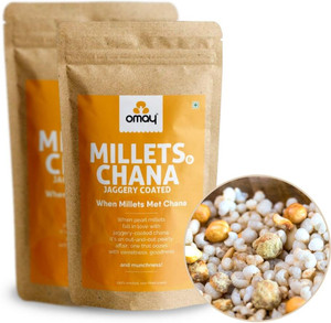 Omay Foods Millets & Jaggery coated Chana, 200g x 2 | Roasted Snack ...