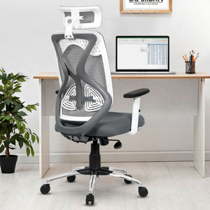 Da URBAN Merlion Grey High Back Ergonomic Mesh Office Chair Mesh Office ...