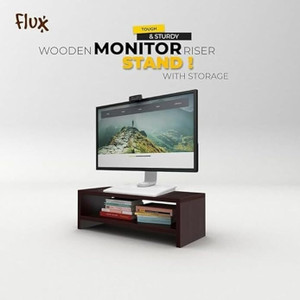 Flux Monitor Stand Two Tier Mini with Two Wooden Legs Organizer ...