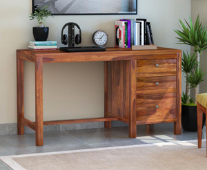 TRUE FURNITURE Sheesham ( Rosewood) Computer Desk 3 Drawers Solid Wood ...