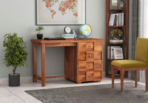 JB Art Sheesham Wood 4 Drawers Storage Desktop Counter Table (Honey ...